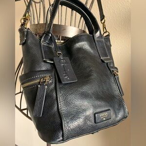 Fossil | Bags | Fossil Medium Satchel Black Leather Handledcrossbody ...